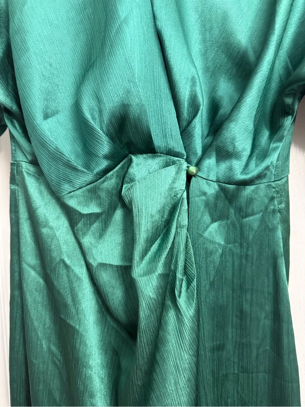 Available | Dresses | Satin Emerald Wrapfront Midi Dress | Poshmark
